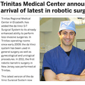 Trinitas Medical Center Announces Arrival of Latest in Robotic Surgery ...